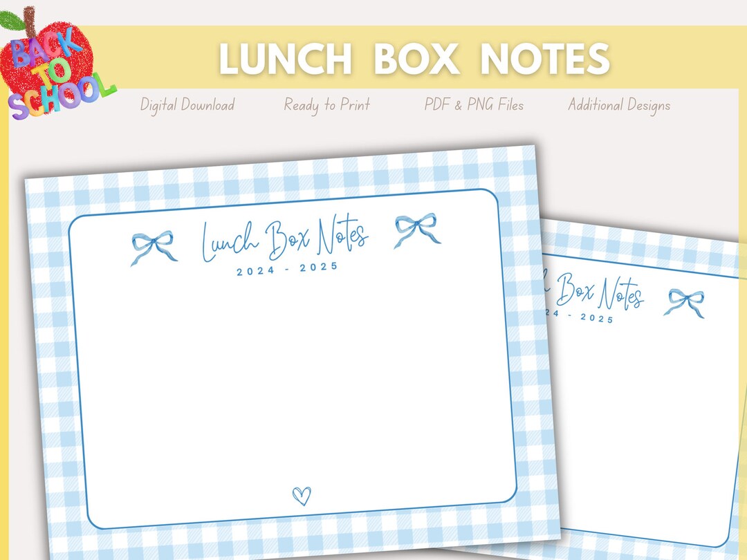 Printable Lunch Box Note Cards for Kids, Ready-to-print Lunchbox ...