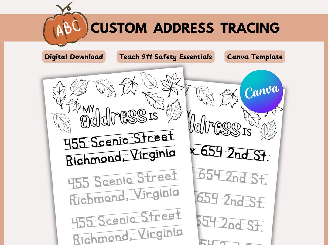 Custom Address Tracing Worksheet Personalized Handwriting Pre-k ...