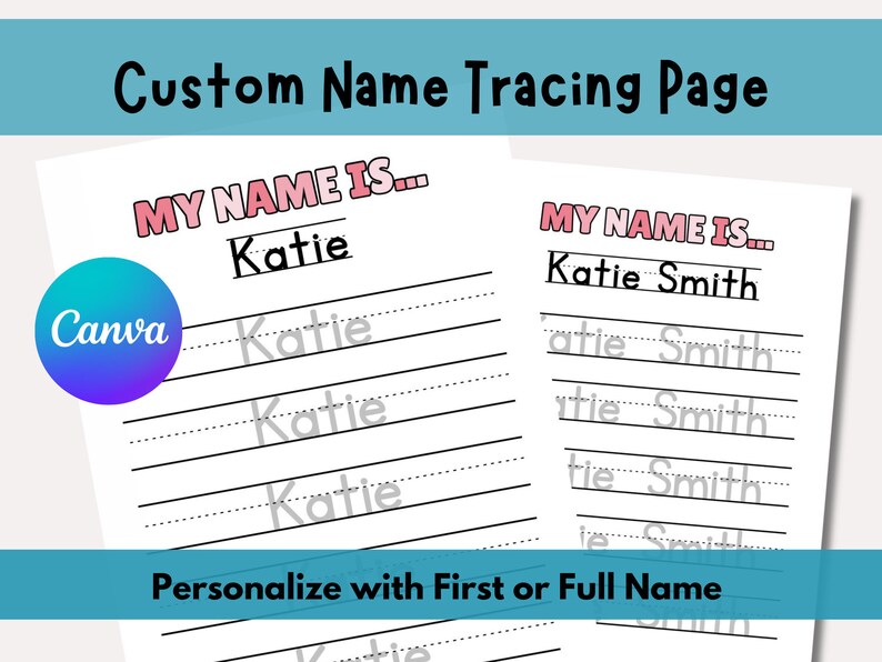 Custom Name Tracing Worksheet Personalized Handwriting Pre-k Preschool ...