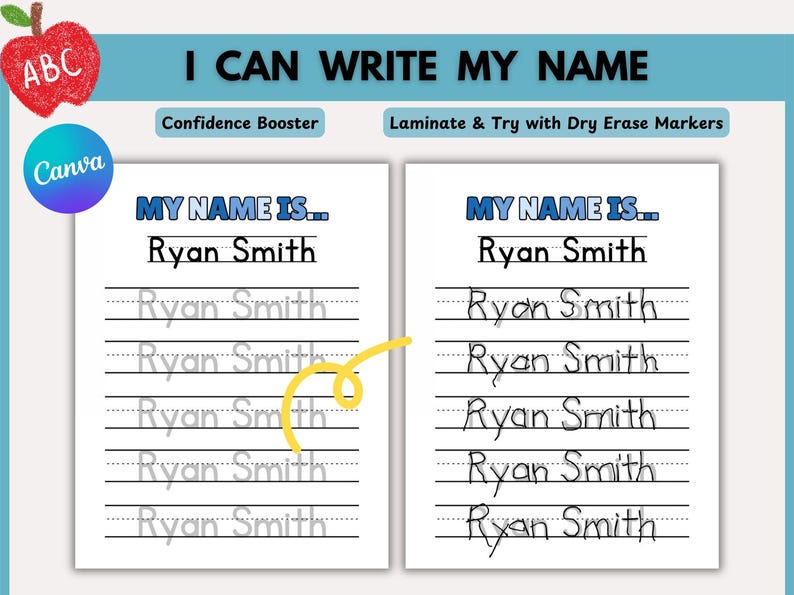 Custom Name Tracing Worksheet Personalized Handwriting Pre-k Preschool ...