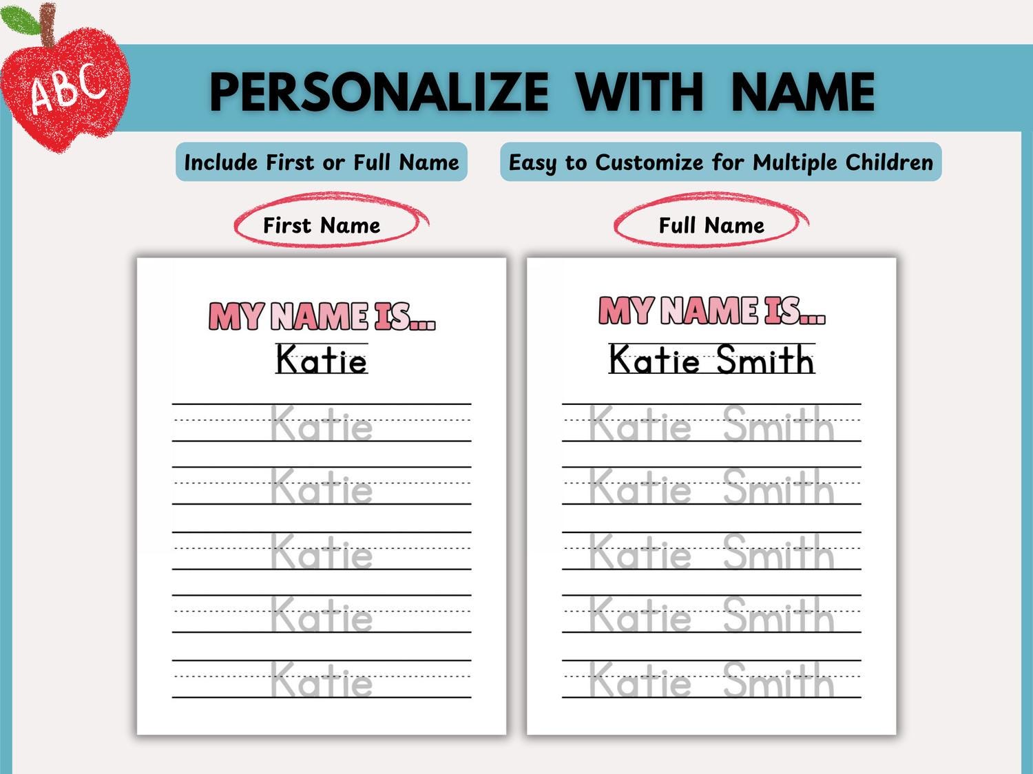 Custom Name Tracing Worksheet Personalized Handwriting Pre-k Preschool ...