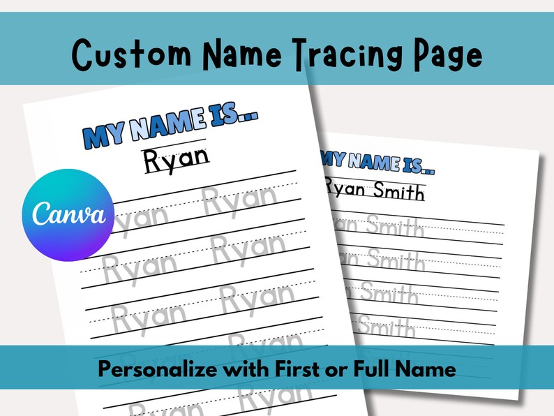 Custom Name Tracing Worksheet Personalized Handwriting Pre-k Preschool ...