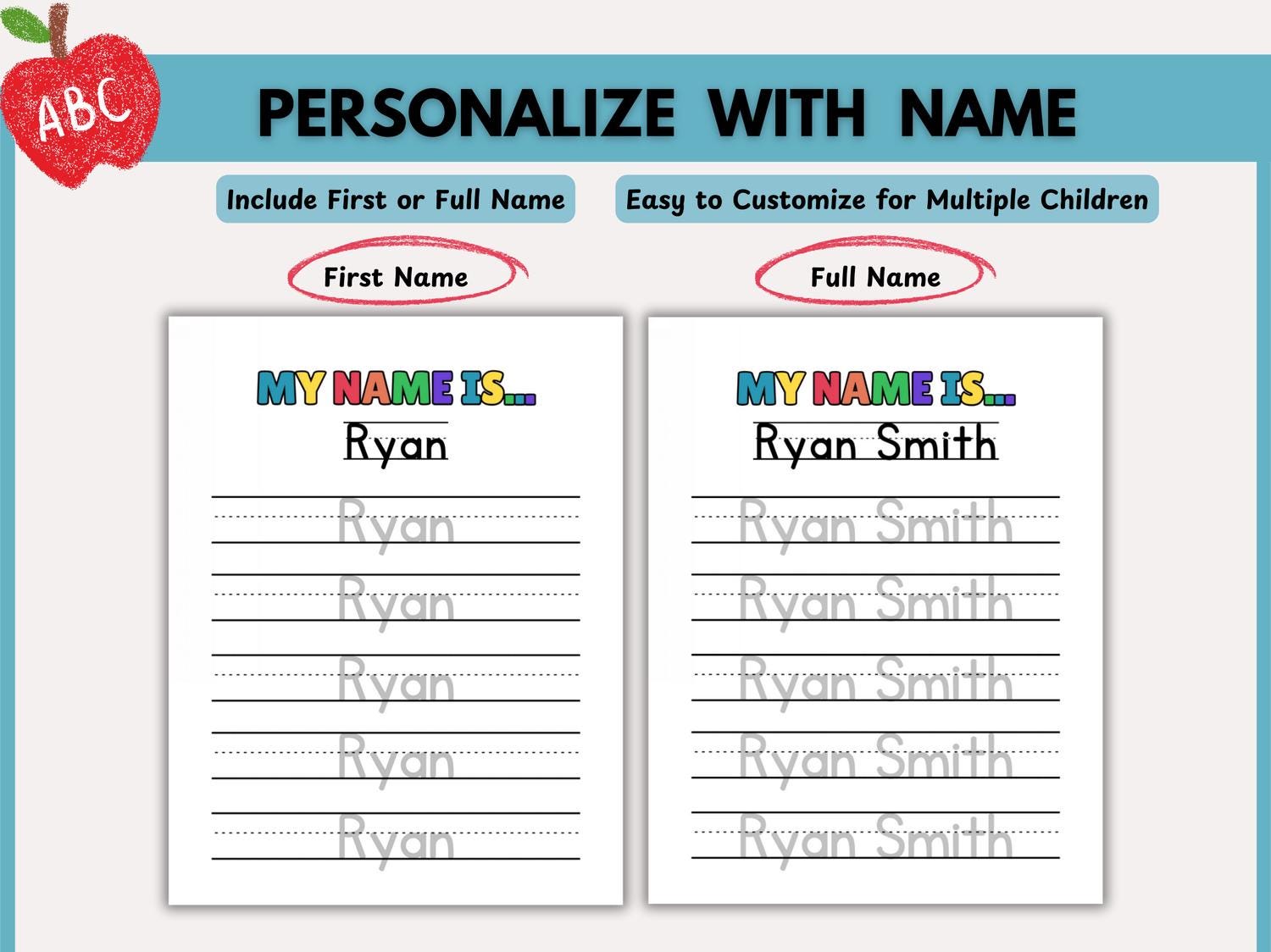 Custom Name Tracing Worksheet Personalized Handwriting Pre-k Preschool ...