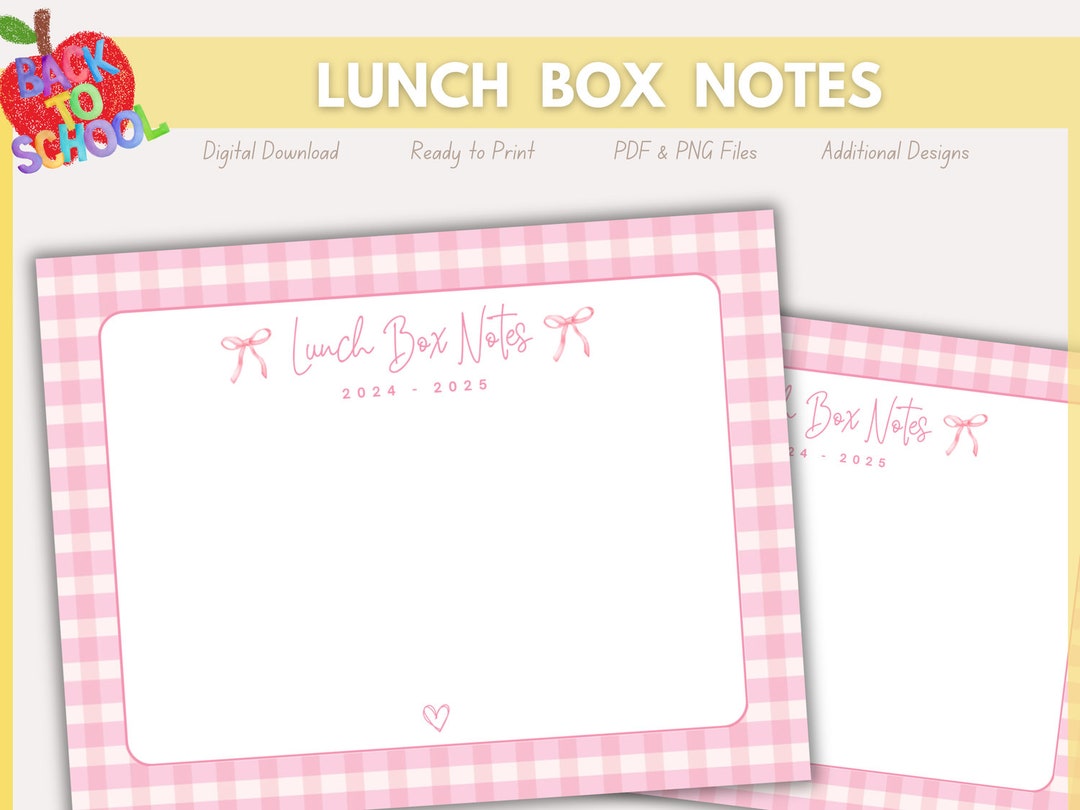 Printable Lunch Box Note Cards for Kids, Ready-to-print Lunchbox ...