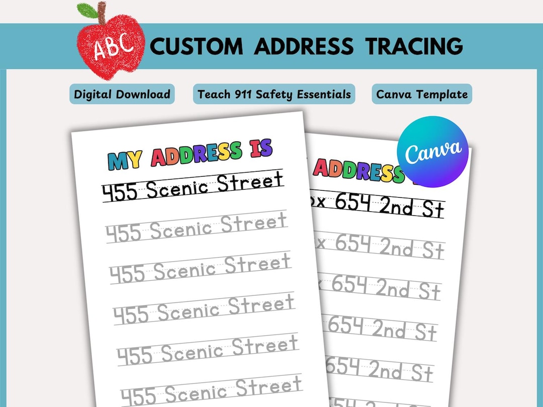 Custom Address Tracing Worksheet Personalized Handwriting Pre-k ...