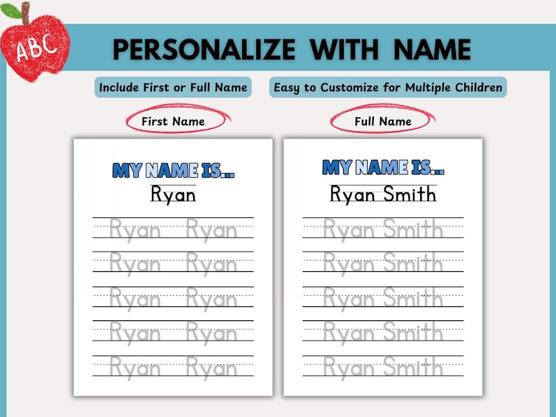 Custom Name Tracing Worksheet Personalized Handwriting Pre-k Preschool ...