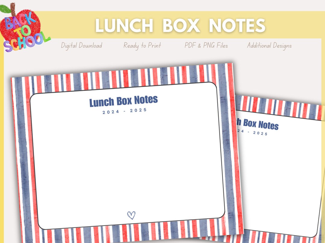 Printable Lunch Box Note Cards for Kids, Ready-to-print Lunchbox ...