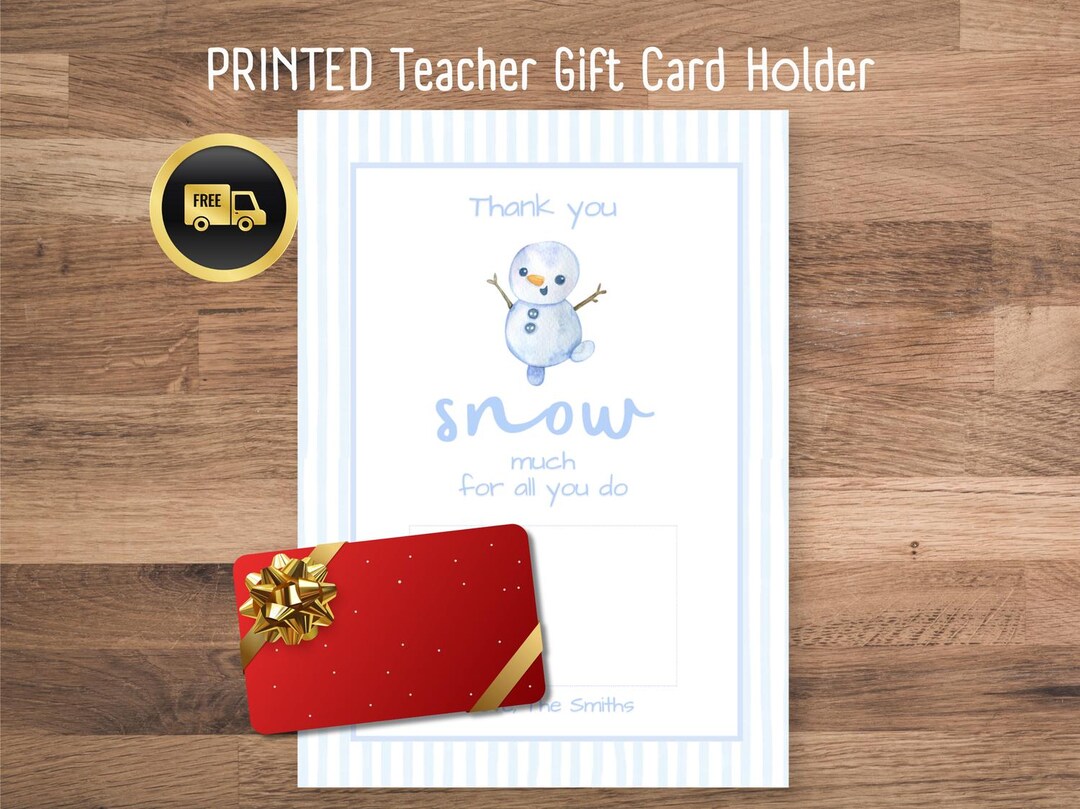 PRINTED Teacher Gift Card Holder, Customizable Teacher Appreciation ...