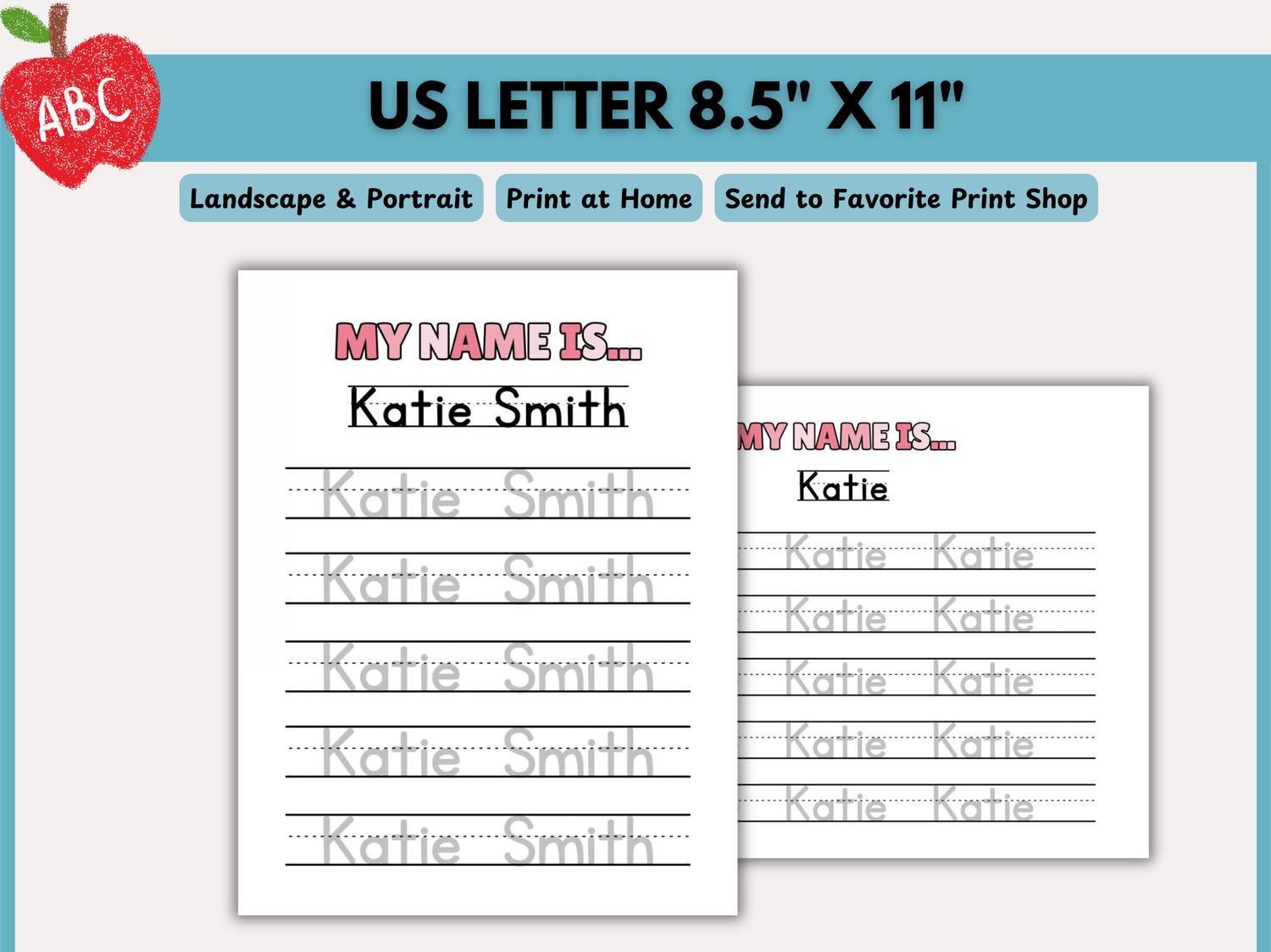 Custom Name Tracing Worksheet Personalized Handwriting Pre-k Preschool ...