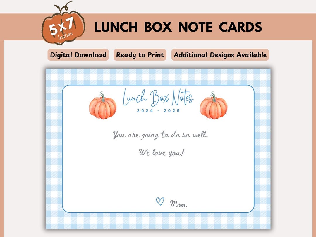 Printable Lunch Box Note Cards for Kids, Ready-to-print Lunchbox ...