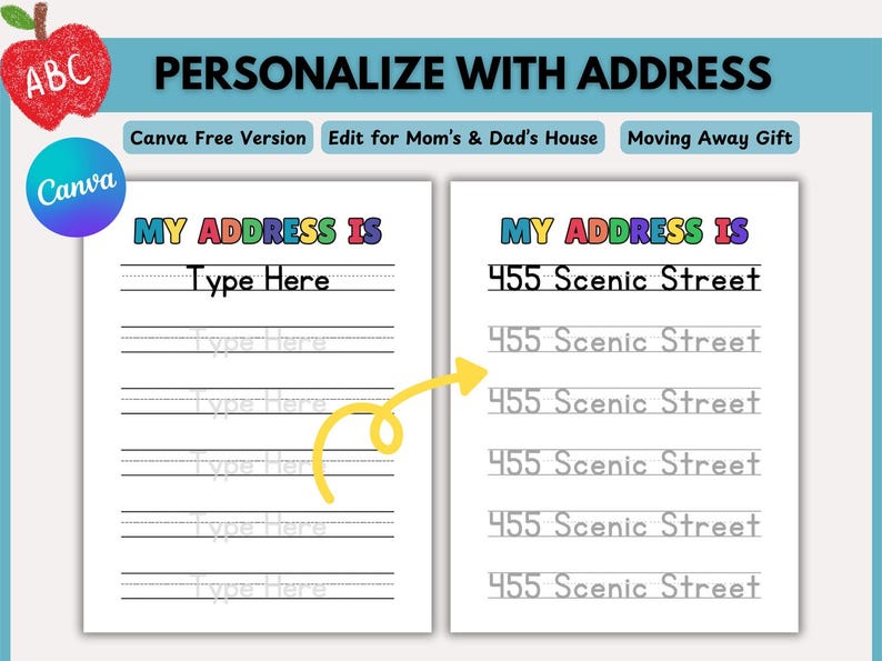 Custom Address Tracing Worksheet Personalized Handwriting Pre-k ...