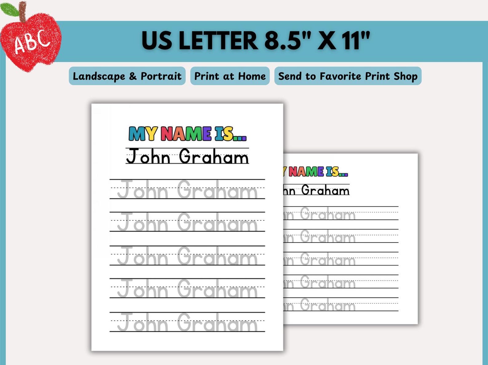 Custom Name Tracing Worksheet Personalized Handwriting Pre-k Preschool ...