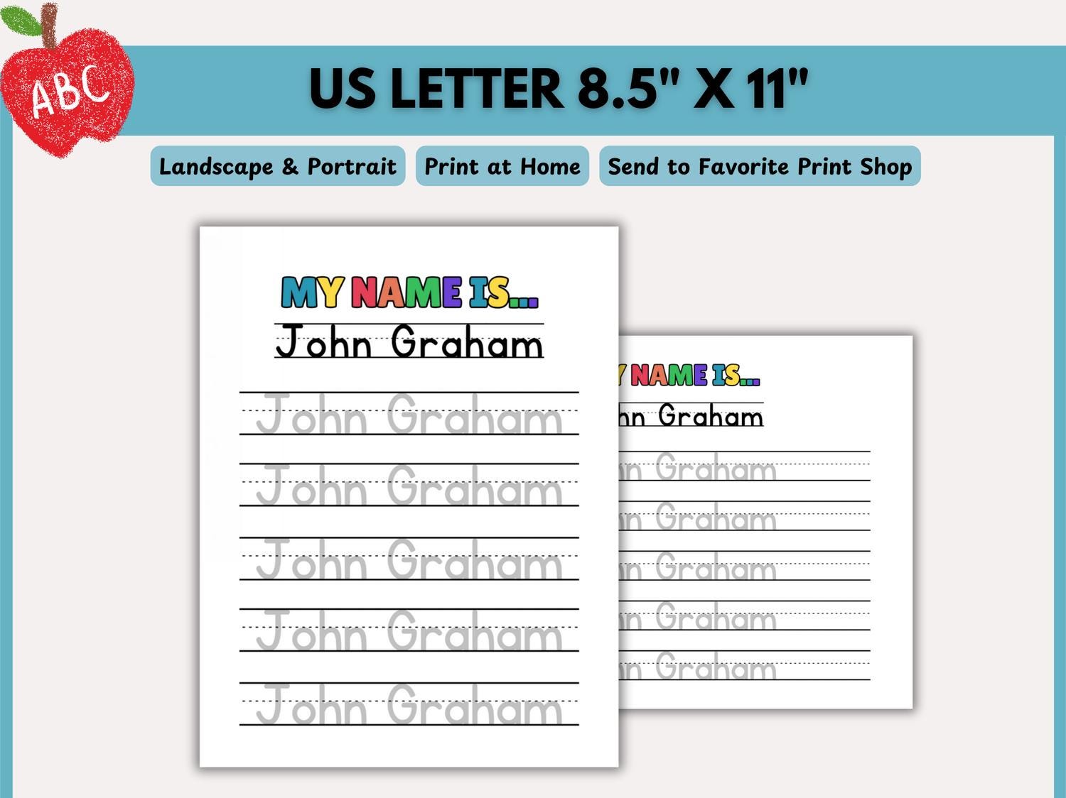 Custom Name Tracing Worksheet Personalized Handwriting Pre-k Preschool ...