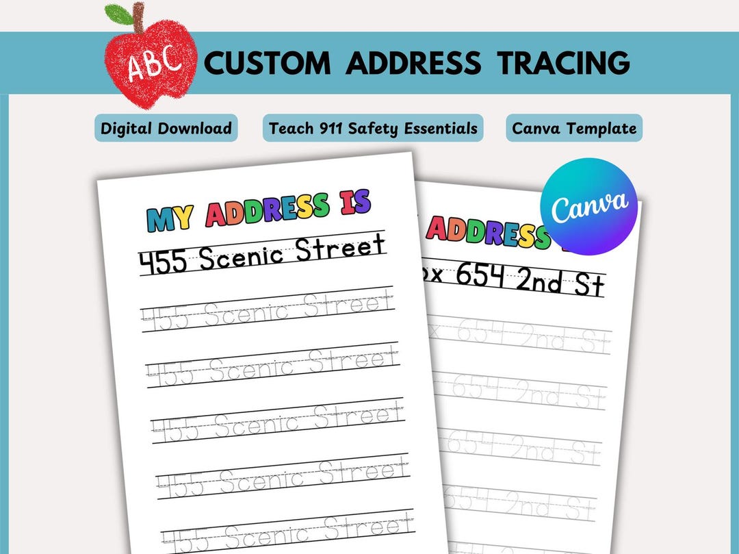 Custom Address Tracing Worksheet Personalized Handwriting Pre-k ...