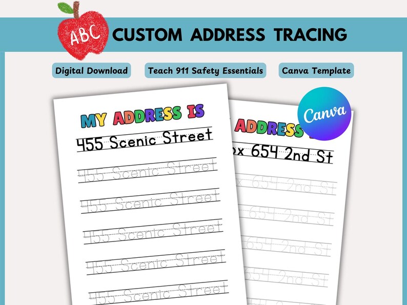 Custom Address Tracing Worksheet Personalized Handwriting Pre-k ...