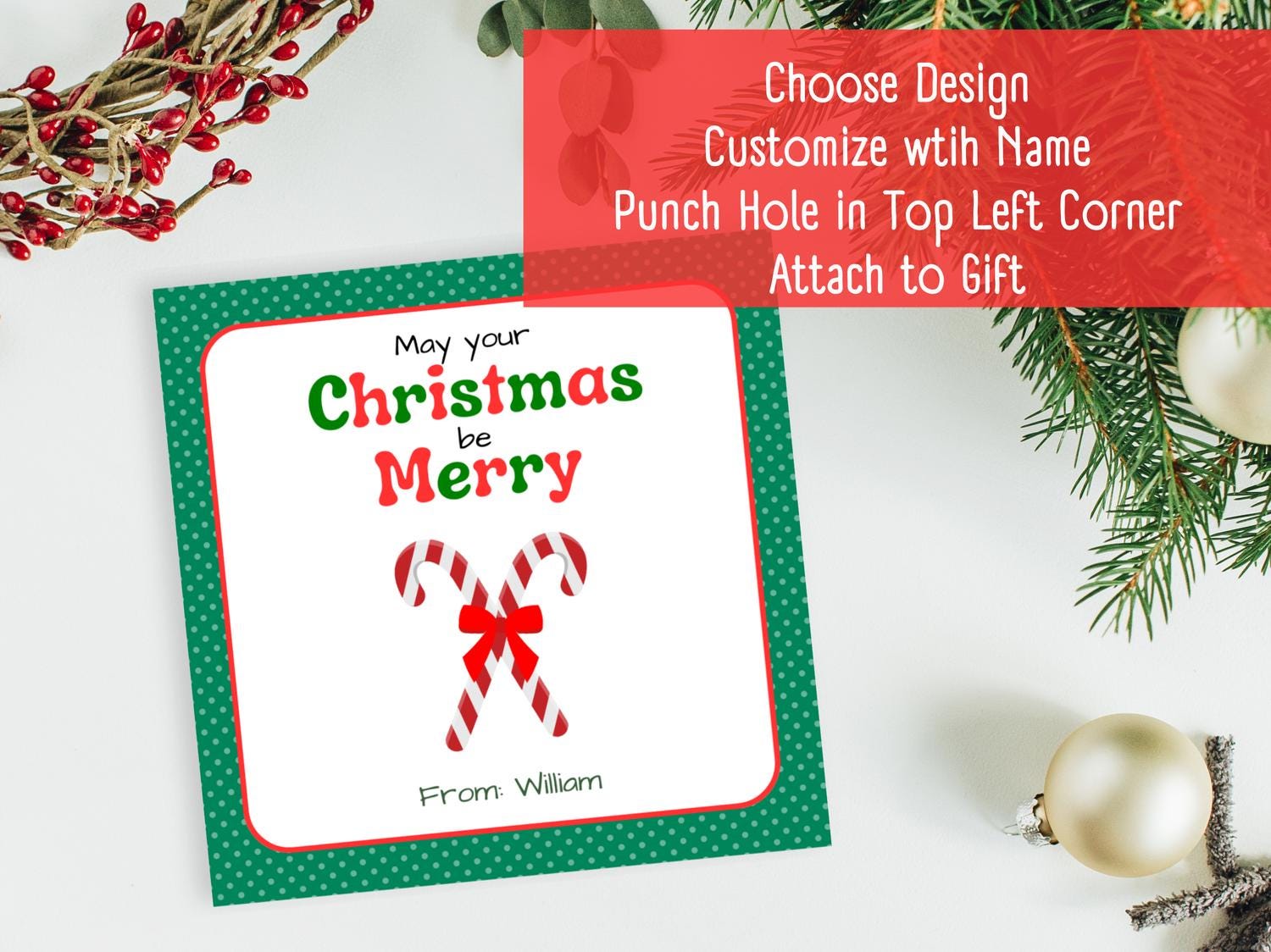 PRINTED Christmas Gift Tags for Kids, Holiday Gift Tag With Name ...