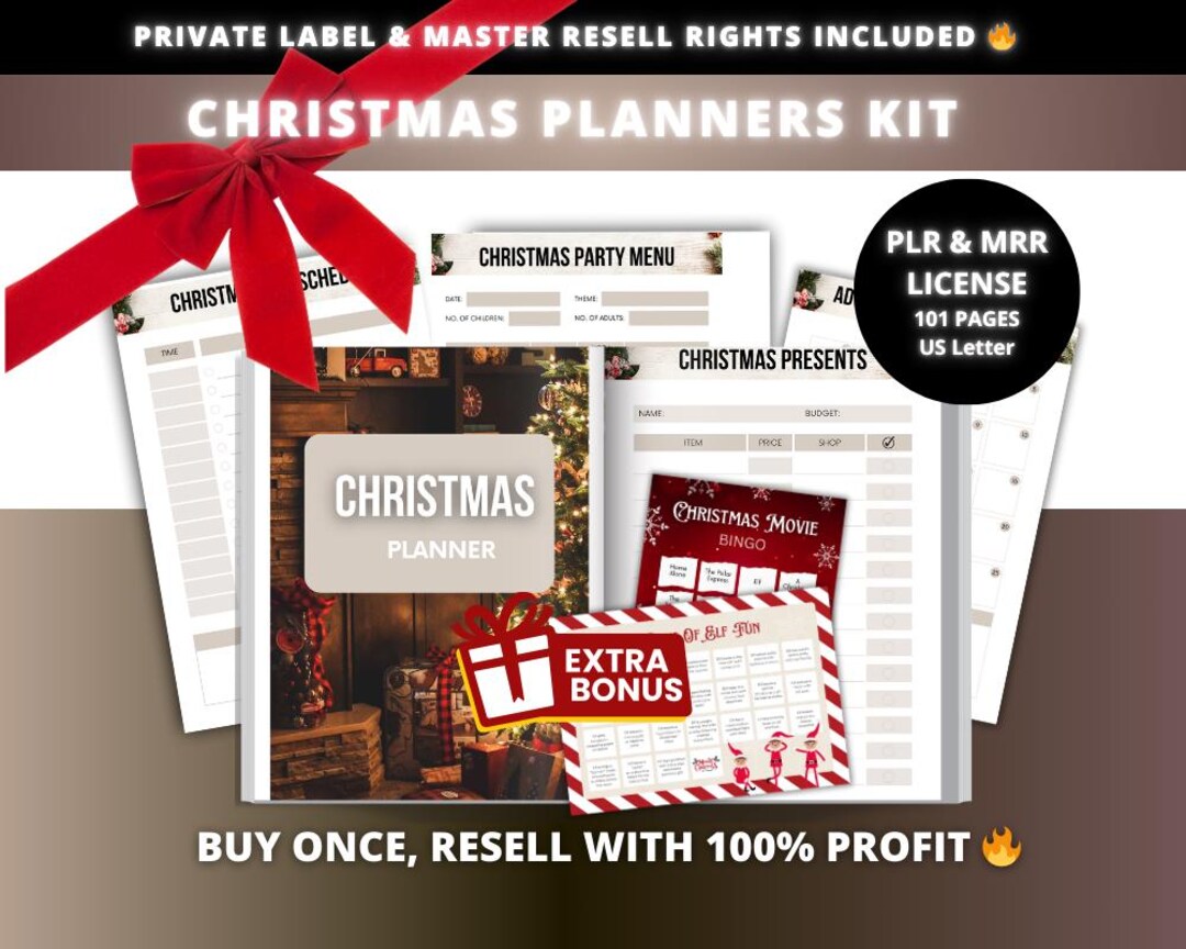 Christmas Planner Bundle Editable Canva PRL MRR Templates Shopping List ...