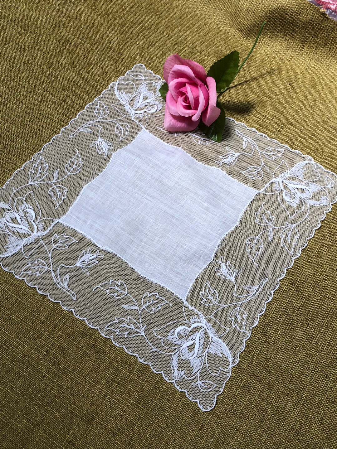White Lace Bridal Hanky - Hankie Handkerchief Wedding Bridal Party ...