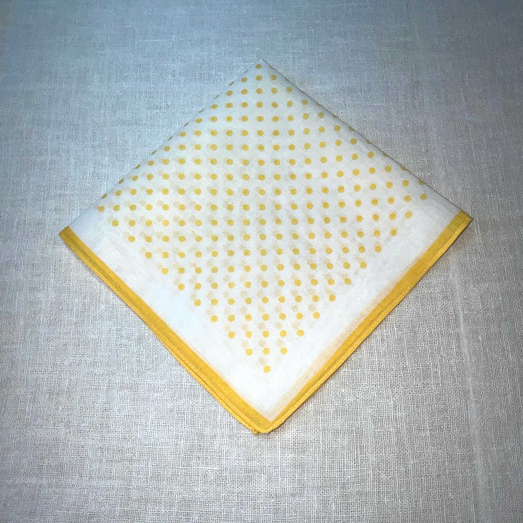 Vintage White Hanky With Yellow Polka Dots Hankie Handkerchief - Etsy