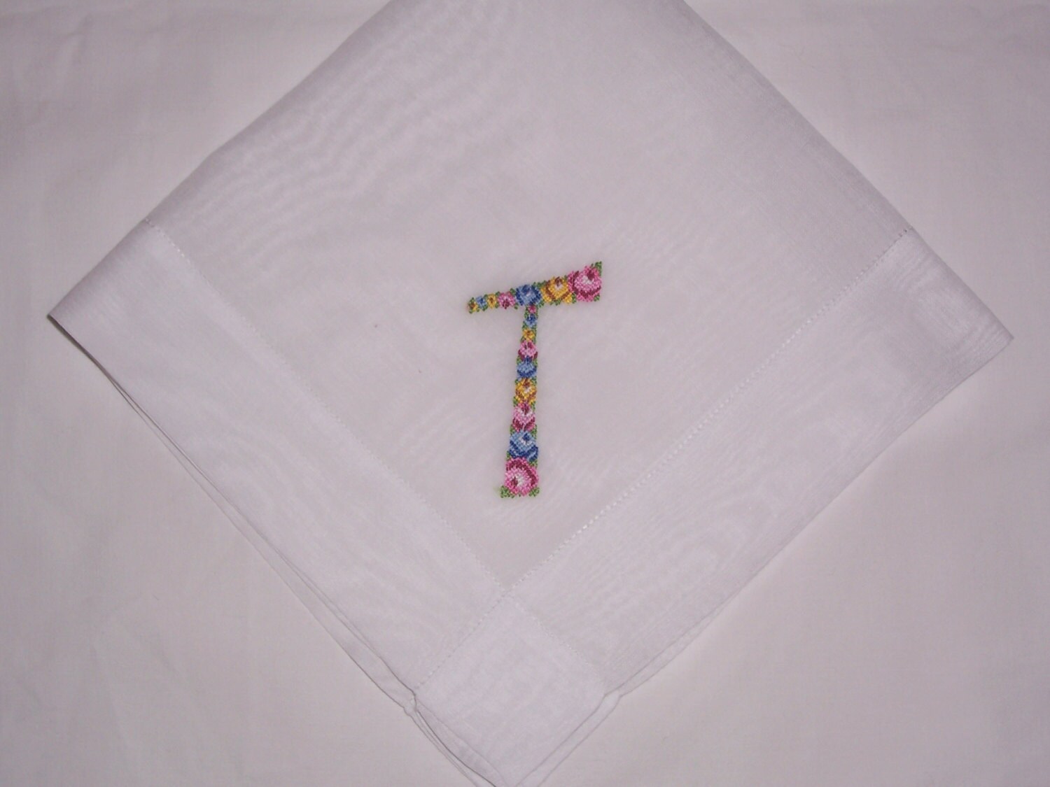 Vintage White Hanky With a Petit Point Initial T - Etsy