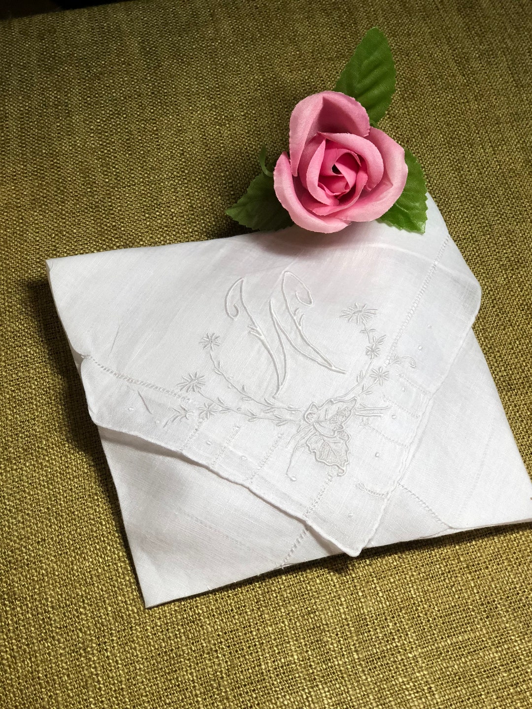 Lavender Bud Sachet Made From an Vintage Initial W Handkerchief Bridal ...