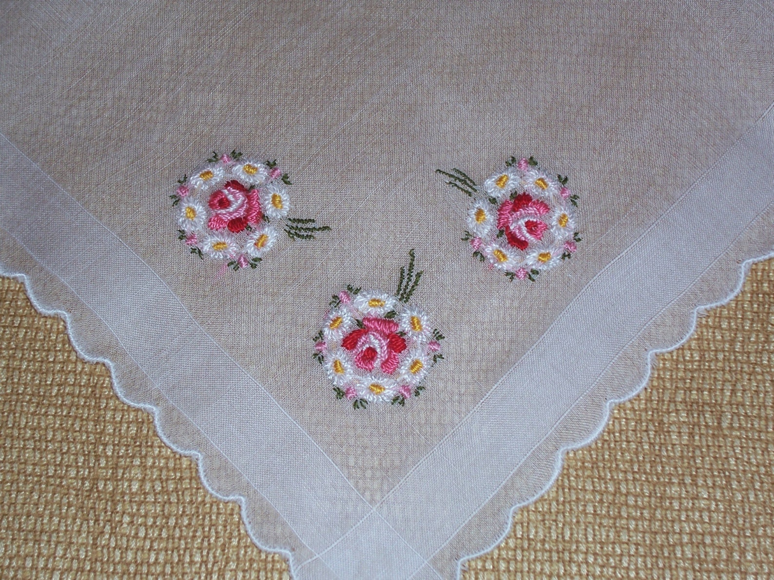 Vintage White Hanky With Embroidered Red Roses Hankie - Etsy