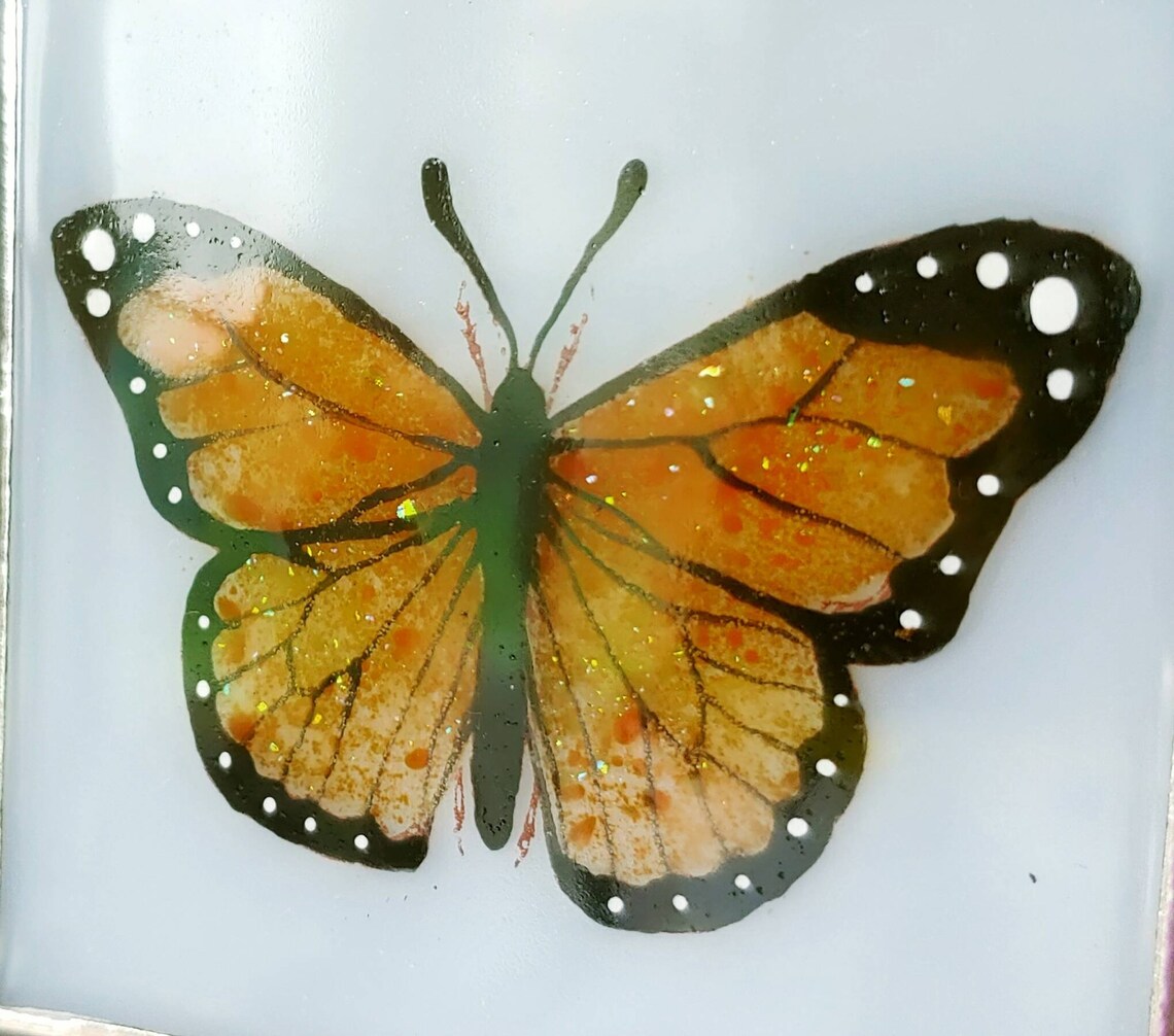 Monarch Butterfly Suncatcher Fused Glass Light Catcher White - Etsy