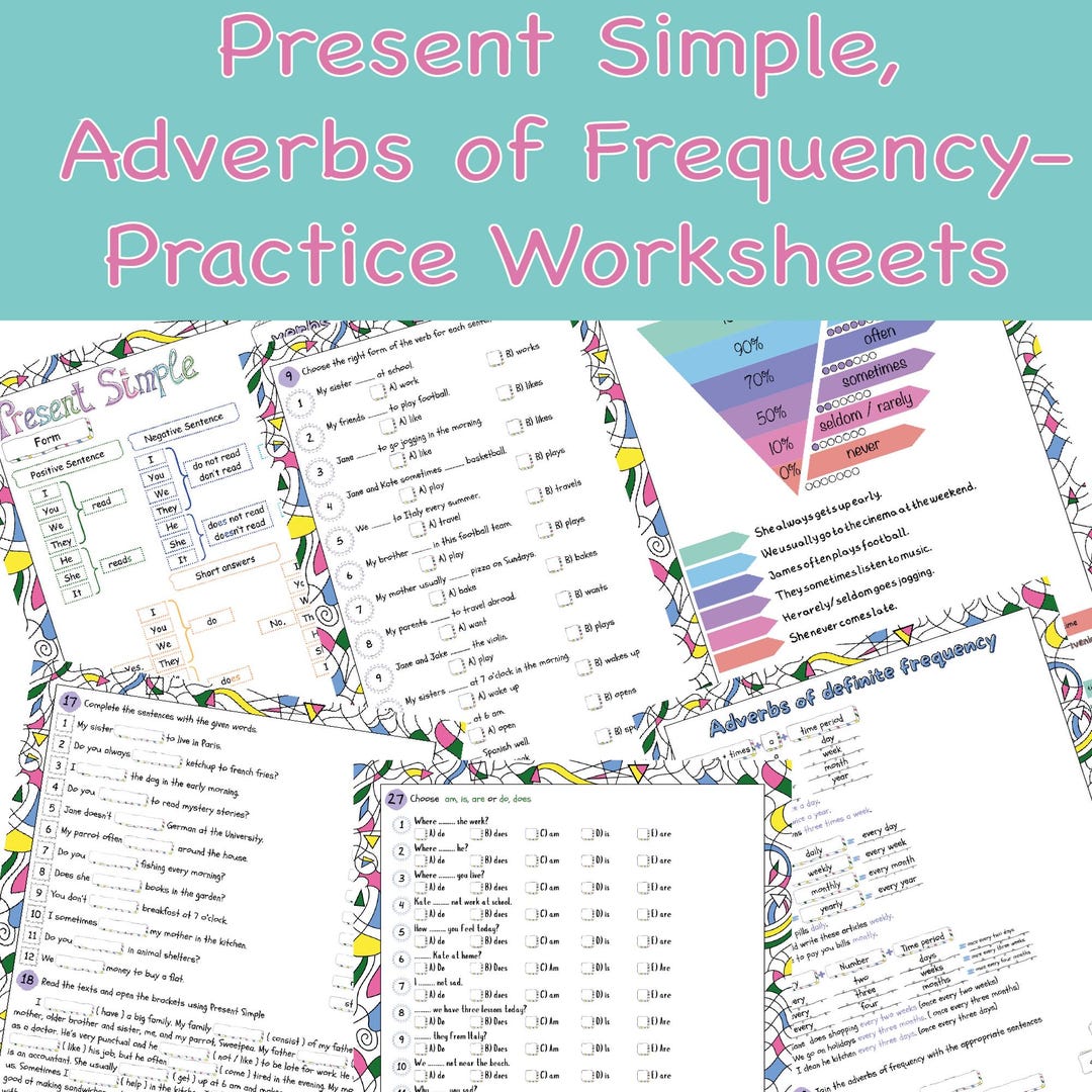Present Simple, Adverbs of Frequency - Practice Worksheets - Etsy