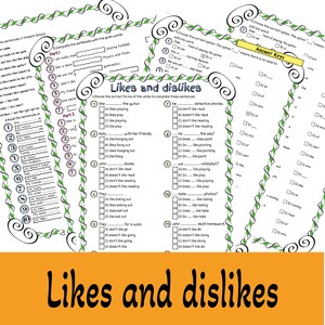 Practice Worksheets: Expressing Likes and Dislikes - Etsy