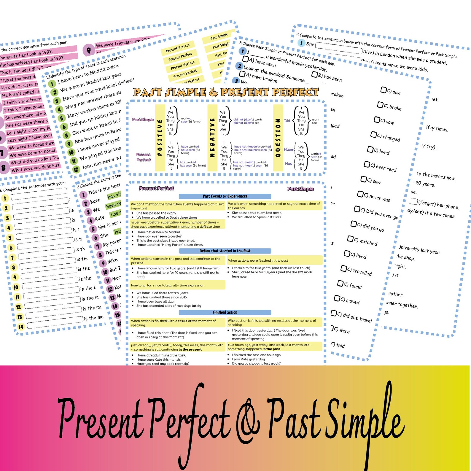 Practice Worksheets, Grammar: Present Perfect and Past Simple - Etsy