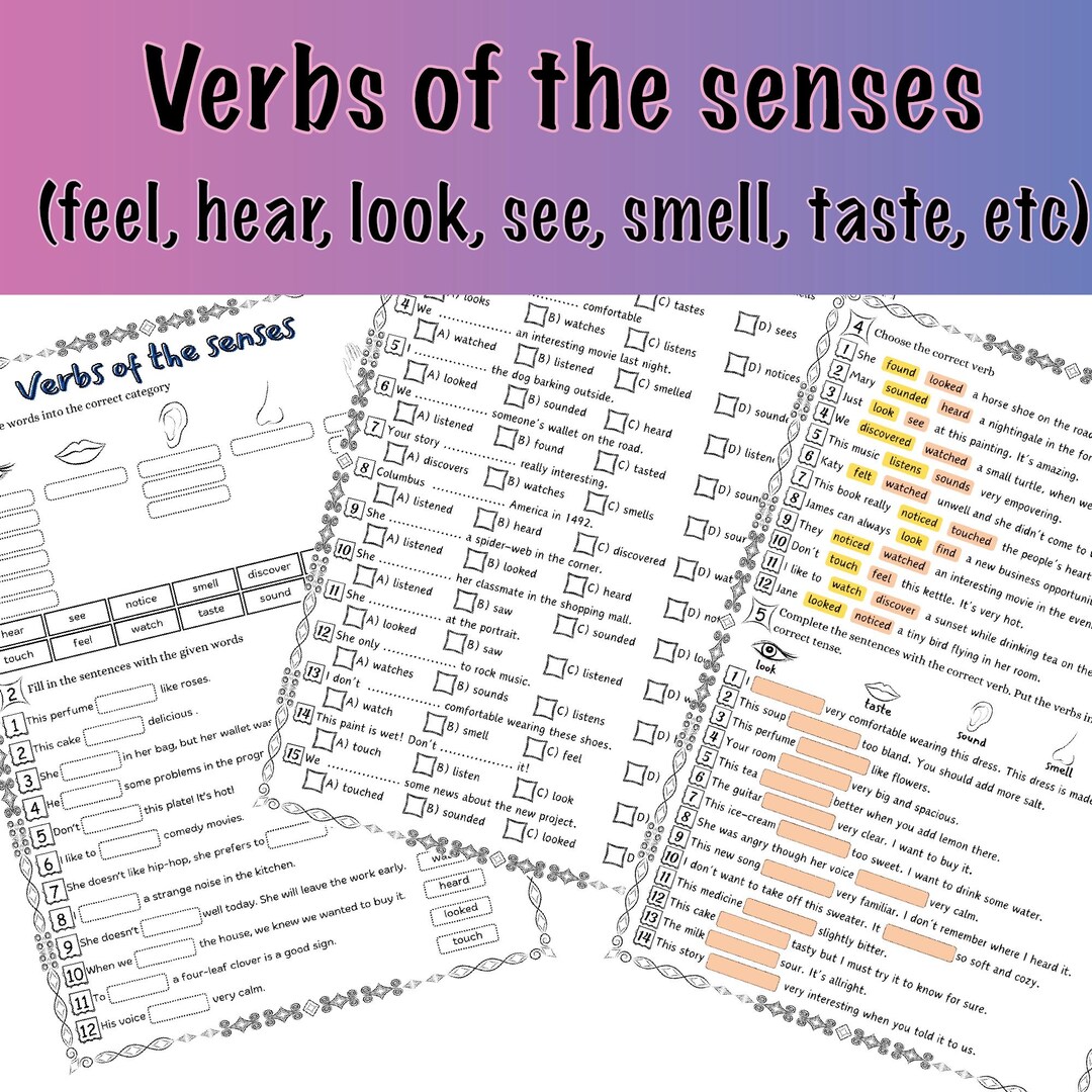 Verbs of the Senses/perception Verbs - Practice Worksheets - Etsy