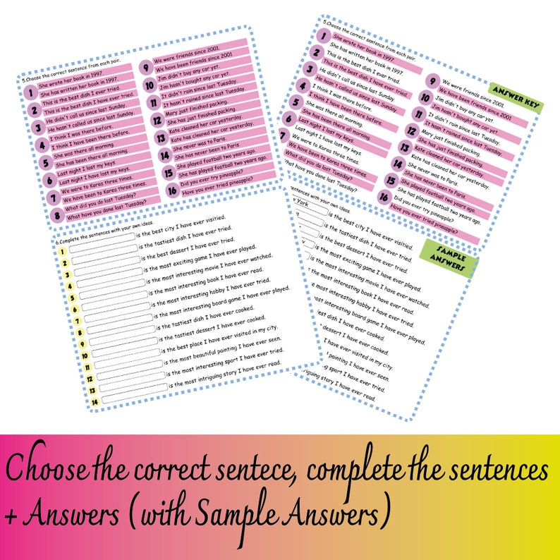 Practice Worksheets, Grammar: Present Perfect and Past Simple - Etsy