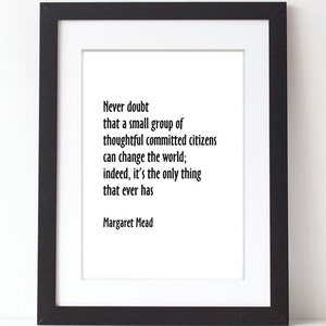 Printable NEVER Doubt Inspirational Quote MARGARET MEAD Motivational ...