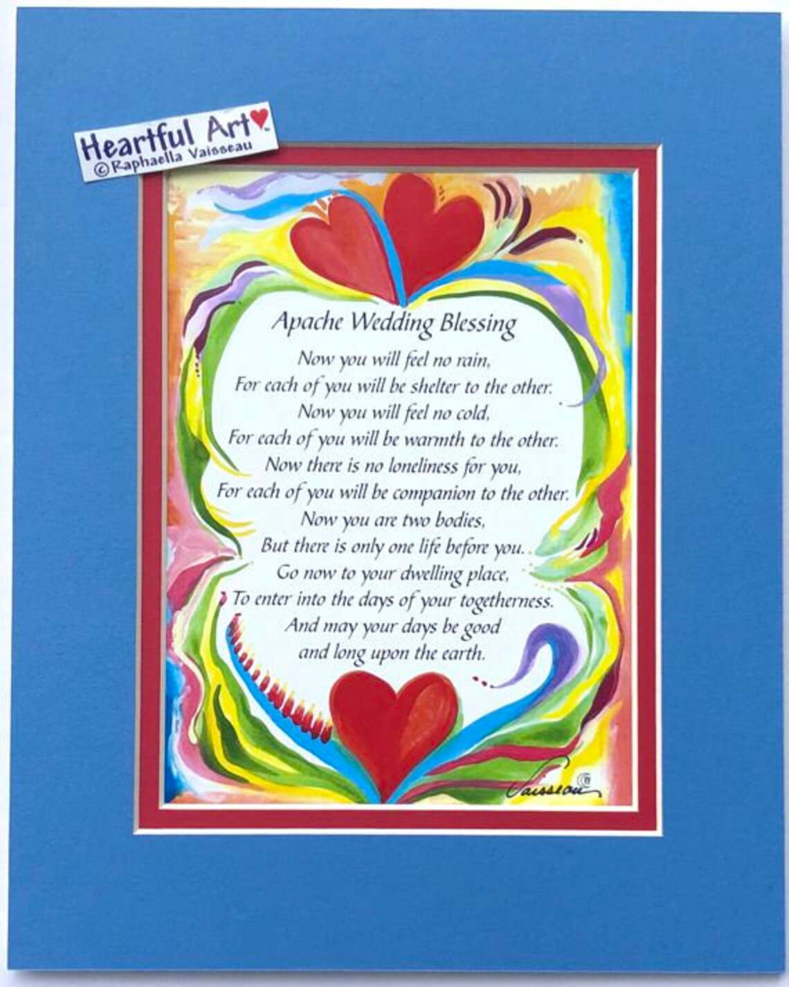 APACHE WEDDING BLESSING 8x10 Inspirational Quote Bride Groom Marriage ...