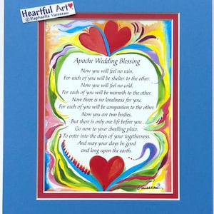 APACHE WEDDING BLESSING 8x10 Inspirational Quote Bride Groom Marriage ...
