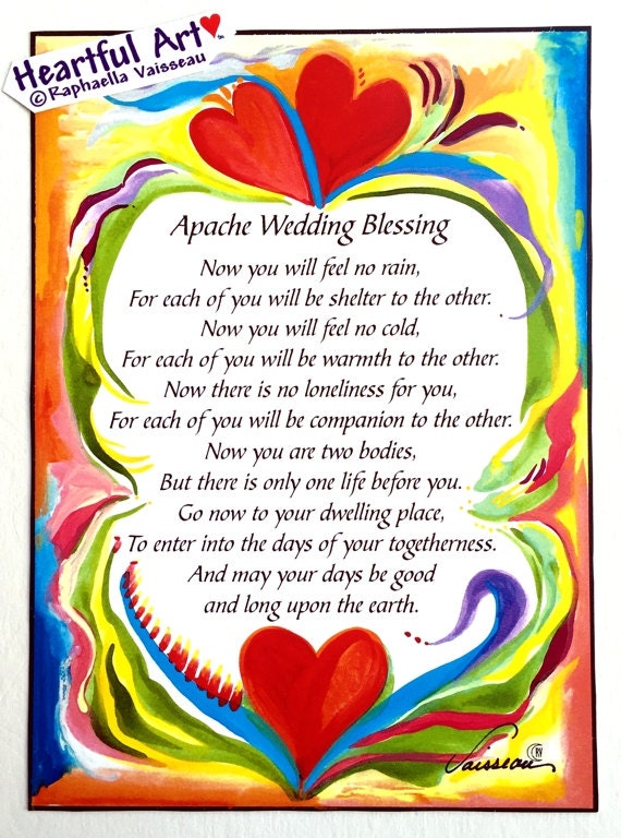 APACHE WEDDING BLESSING 5x7 Inspirational Poster Bride Groom Marriage ...