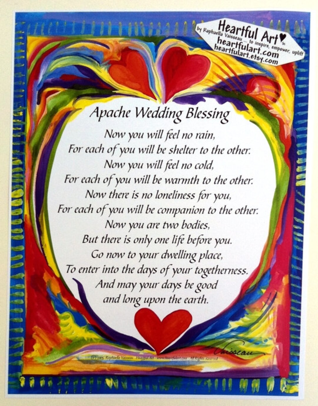APACHE WEDDING BLESSING 8x11 Inspirational Poster Bride Groom Family ...