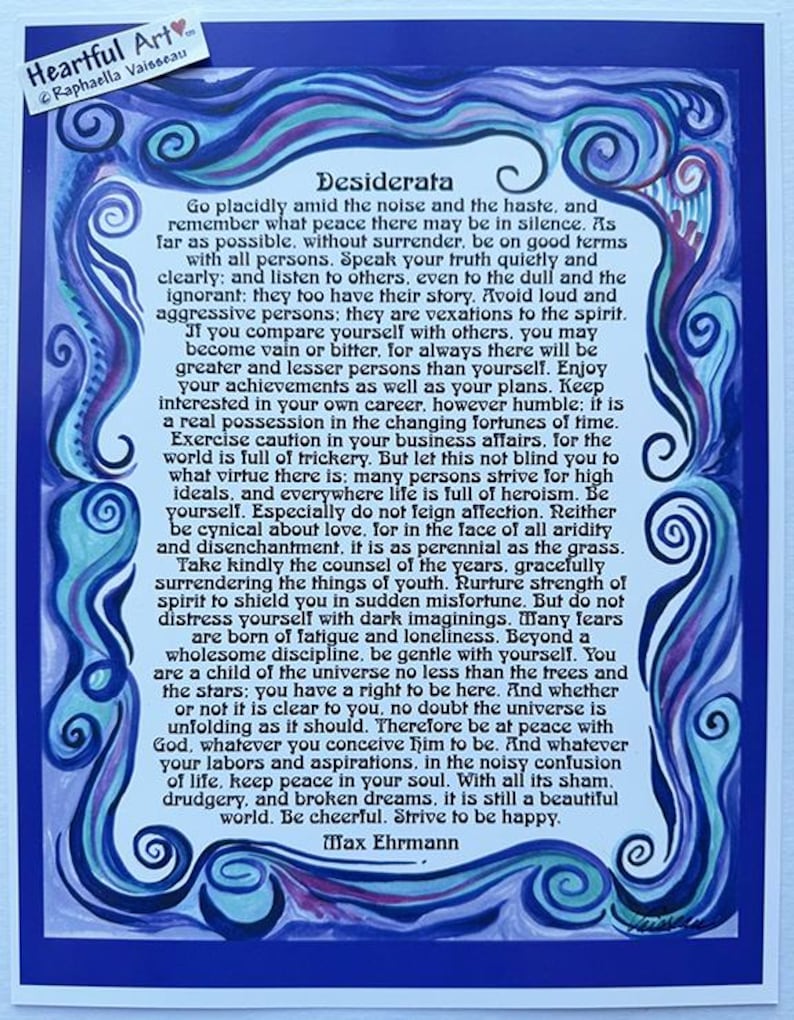 DESIDERATA 8x11 MAX EHRMANN Poster Inspirational Wisdom Quote ...