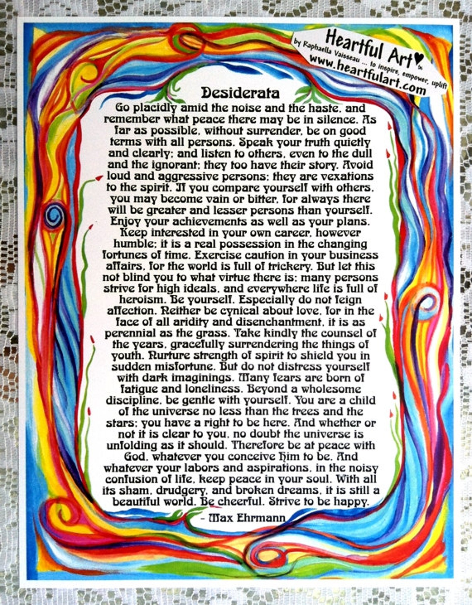 DESIDERATA 8x11 MAX EHRMANN Typography Poster Inspirational - Etsy