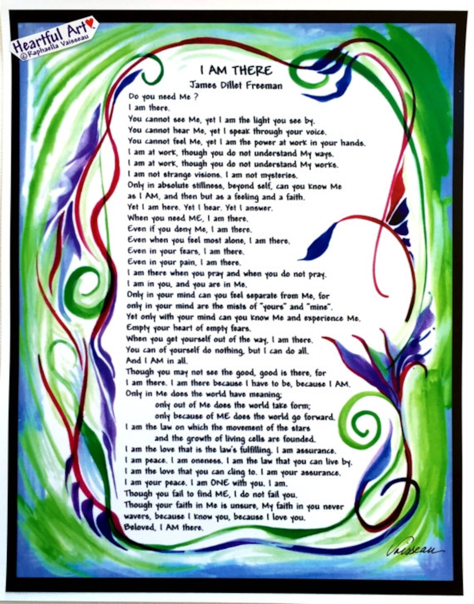 I Am There 11x14 James Dillet Freeman Inspirational Unity Poster ...