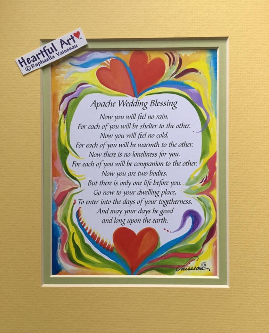 APACHE WEDDING BLESSING 8x10 Inspirational Quote Bride Groom Marriage ...