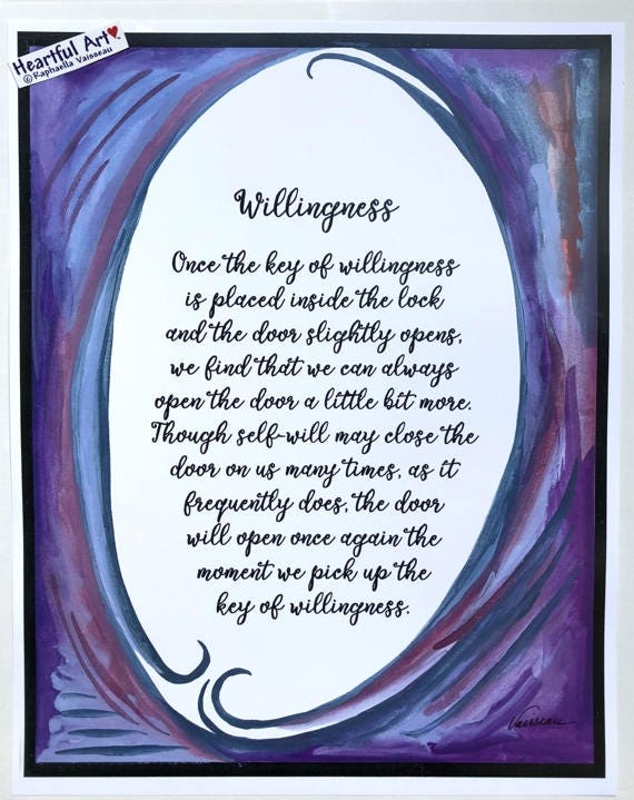 Willingness 11x14 Motivational 12 Step Poster Sobriety Each | Etsy
