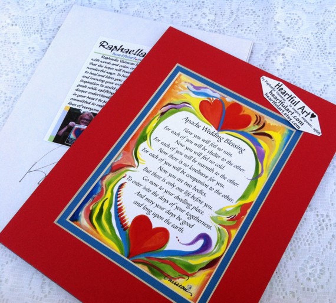 APACHE WEDDING BLESSING 8x10 Inspirational Quote Bride Groom Marriage ...