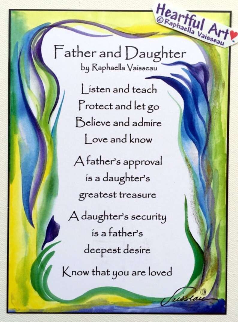 FATHER DAUGHTER 5x7 Original POEM Inspirational Quote Family | Etsy