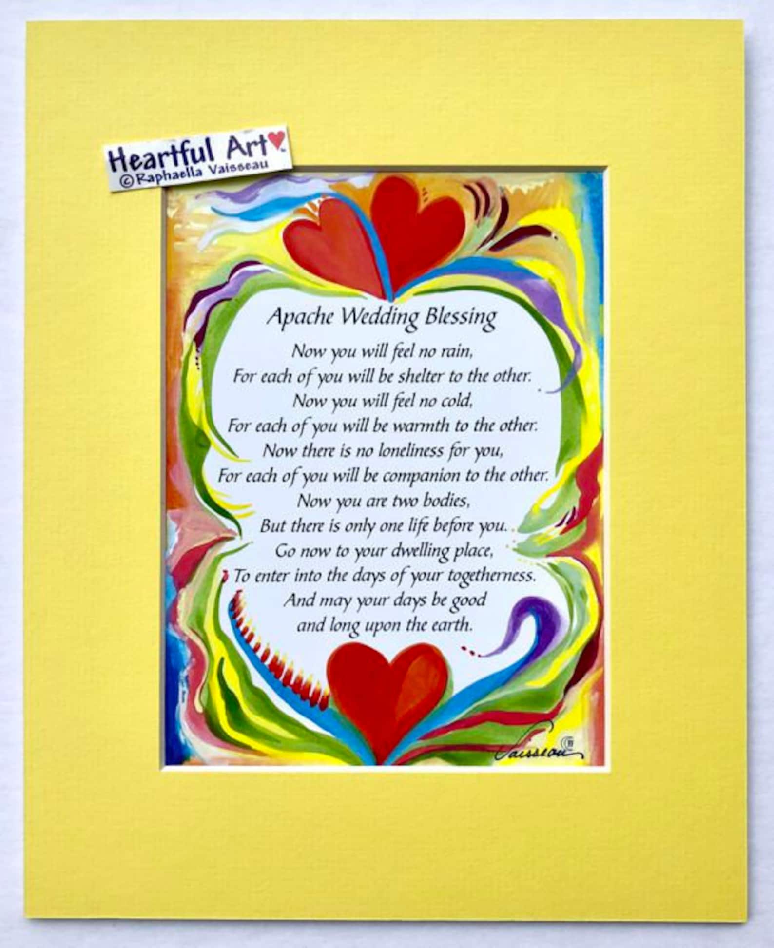 APACHE WEDDING BLESSING 8x10 Inspirational Quote Bride Groom Marriage ...