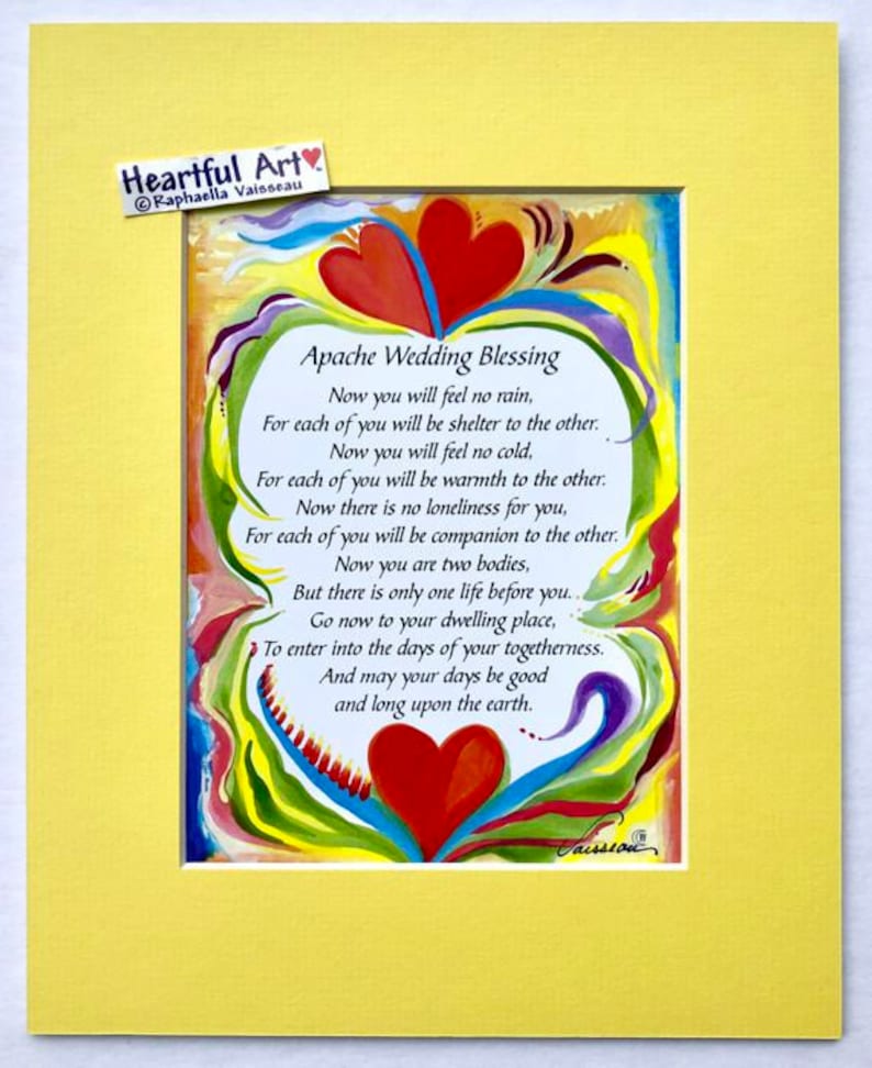APACHE WEDDING BLESSING 8x10 Inspirational Quote Bride Groom Marriage ...