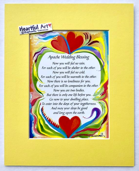 APACHE WEDDING BLESSING 8x10 Inspirational Quote Bride Groom Marriage ...
