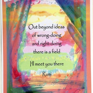 Out Beyond Ideas 8x11 RUMI Inspirational Sufi Quote Yoga Meditation ...