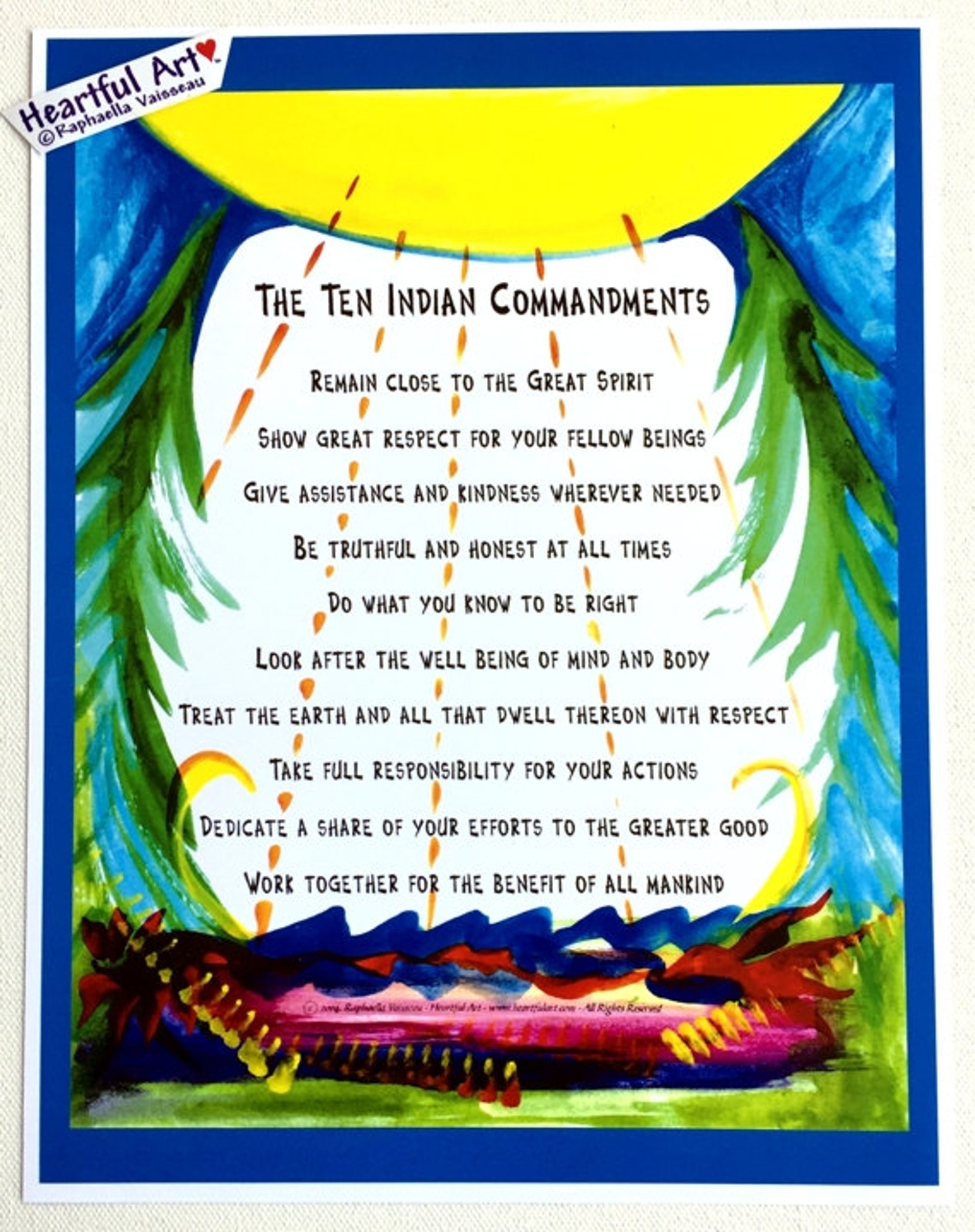 TEN INDIAN COMMANDMENTS 8x11 Native American Wisdom Inspirational Quote ...