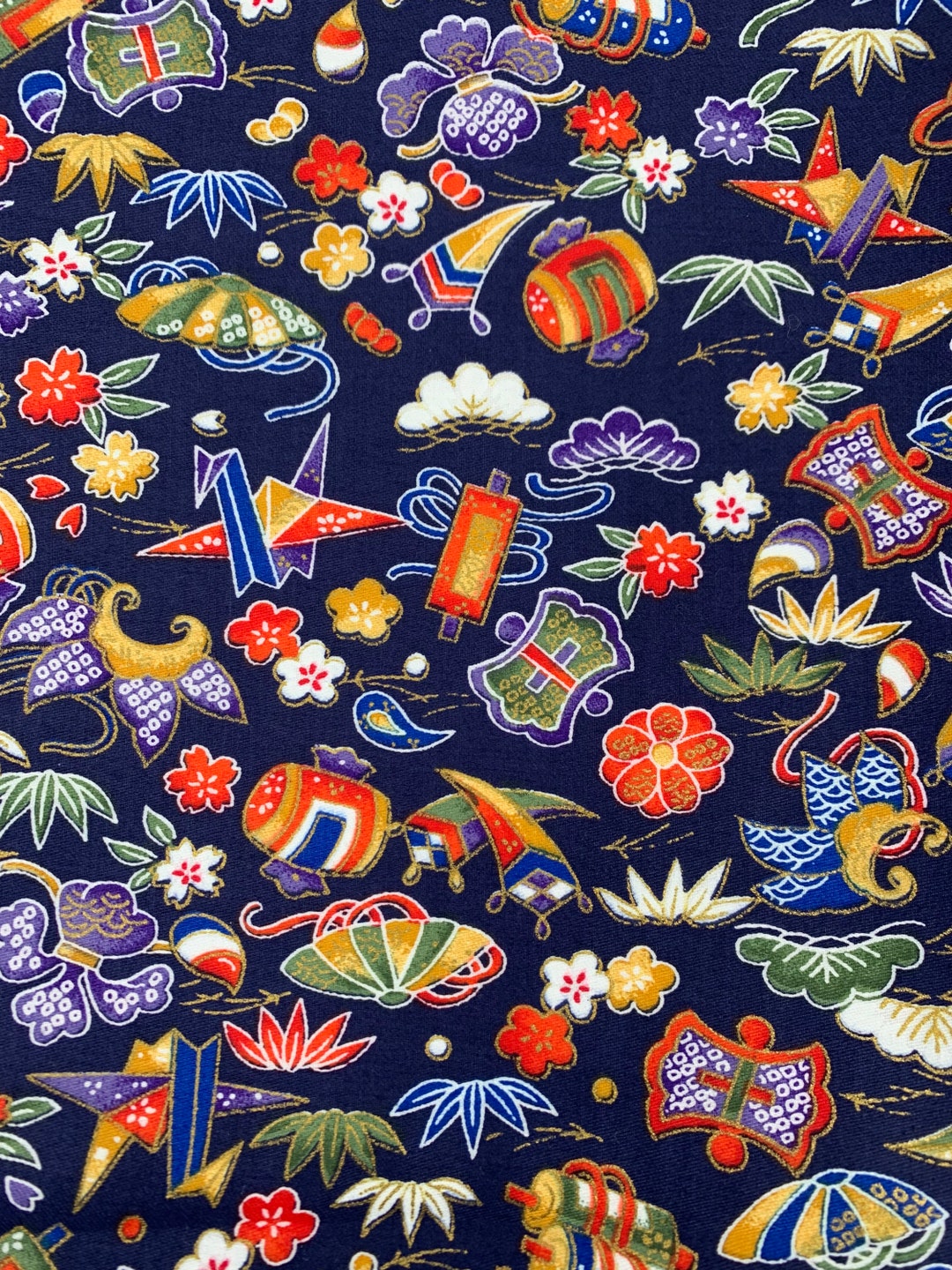 Japanese Cotton Fabric Traditional Origami Crane Kasa Sakura Print 2 ...